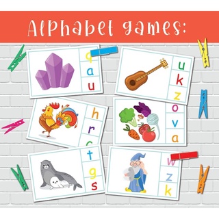 Juego del alfabeto/tarjeta del alfabeto/actividad del alfabeto con clip ...