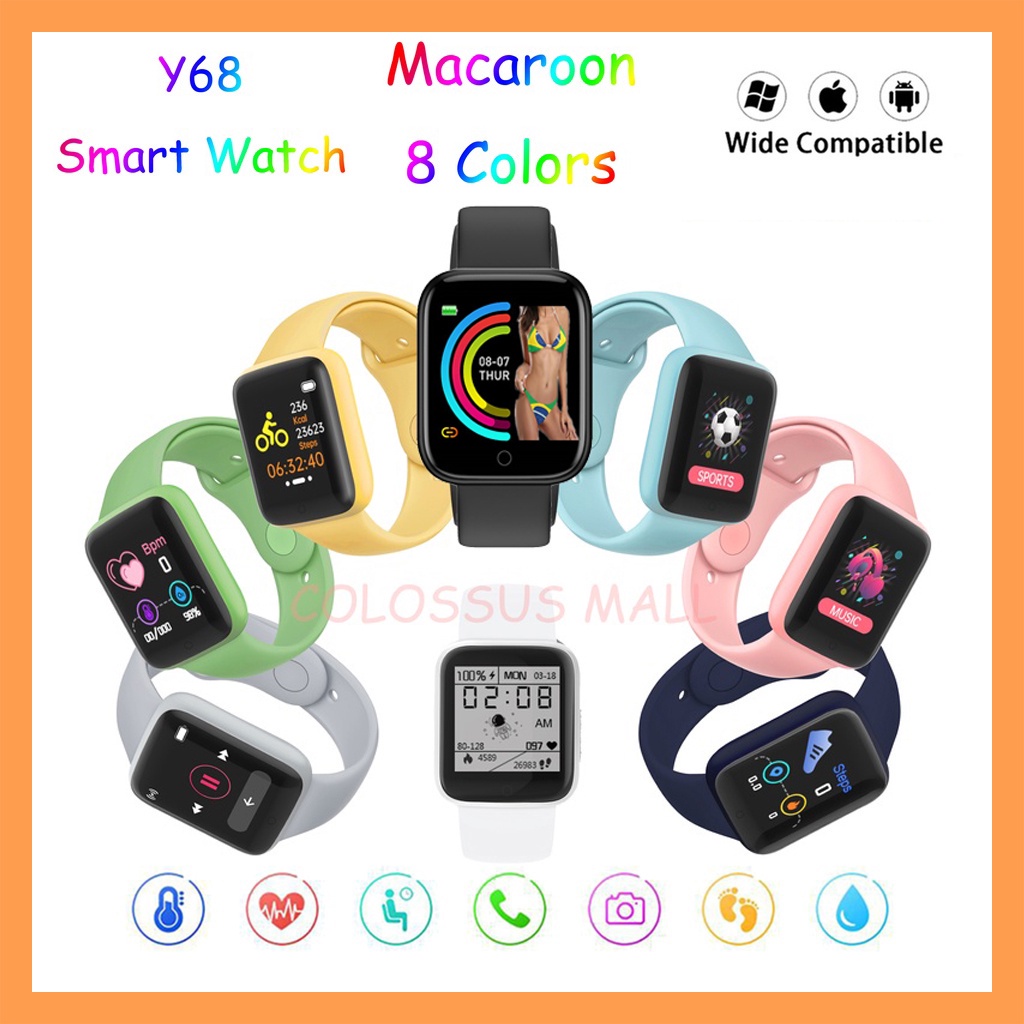 Y68 Smartwatch D20 reloj inteligente macarone color saludable latidos ...
