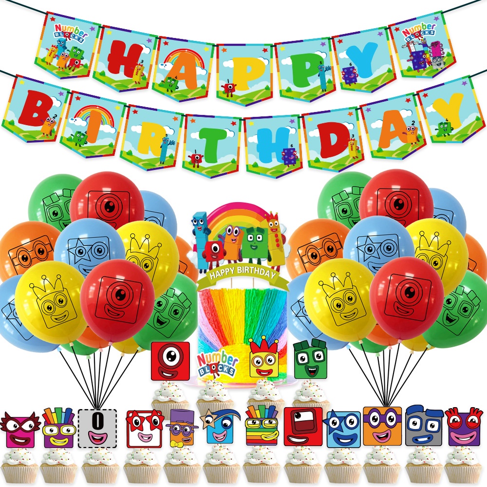 Numberblocks Happy Birthday Party Decoraciones Bloques De Números Con ...